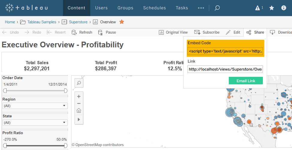Embedding Tableau Views
